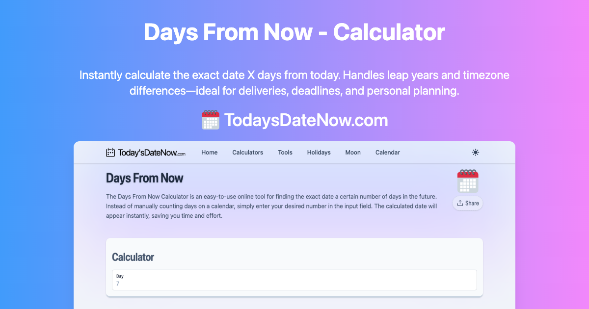 Days From Now - Calculator - English (Australia)